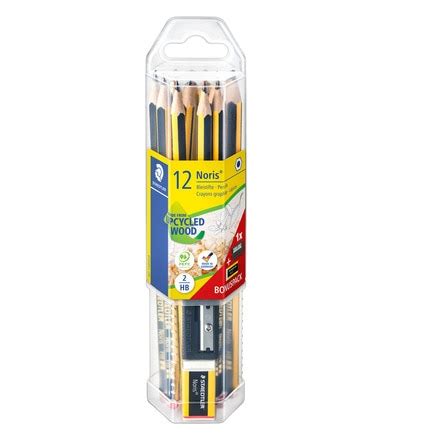Pack con 12 Lápices de Grafito Noris HB Staedtler Goma de Borrar