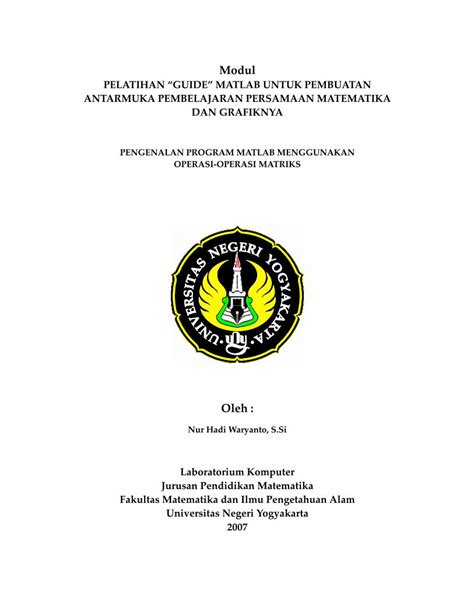 pdf pengenalan program matlab menggunakan operasi operasi matriks dokumen tips