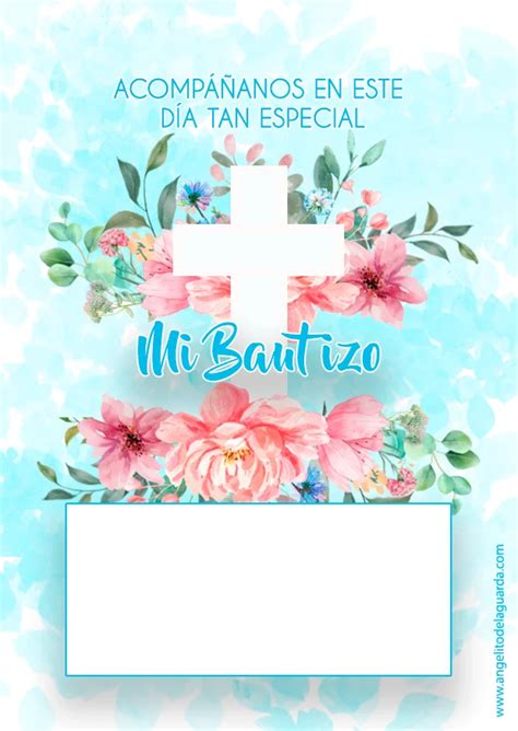 Invitación bautizo azul GRATIS Angelito de la guarda