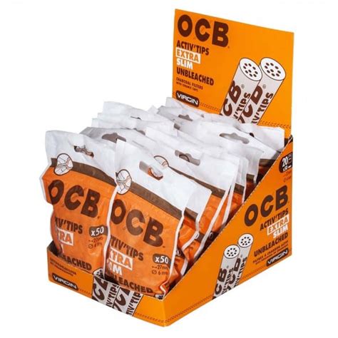 Ocb Activ Charcoal Filtertips Extra Slim Unbleached 6mm 50 Stk JWare