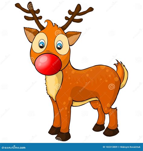 Ilustração De Uma Rena Vermelha Rudolph Do Nariz Do Natal Feliz Dos