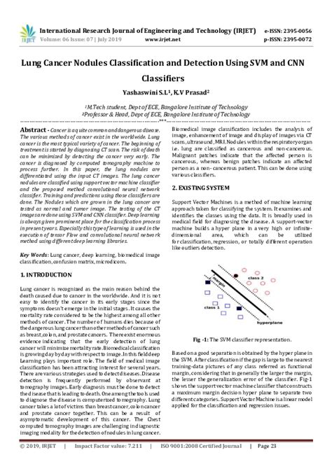 pdf irjet lung cancer nodules classification and detection using svm and cnn classifiers