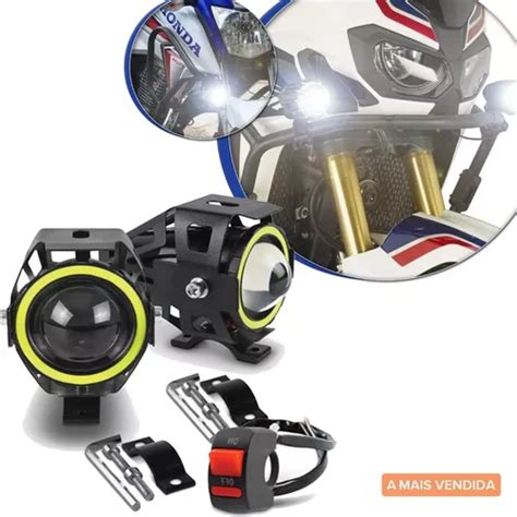 Par Farol Milha Moto Angel Eyes U Led Auxiliar W Neblina
