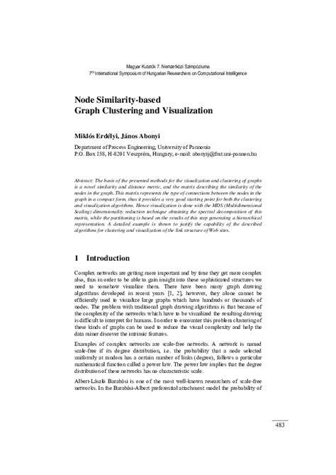 pdf node similarity based graph clustering and visualization janos abonyi