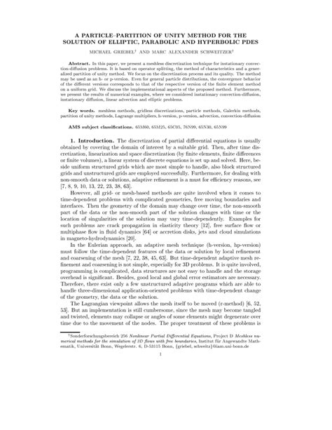 pdf a particle partition of unity method for the solution of elliptic parabolic and