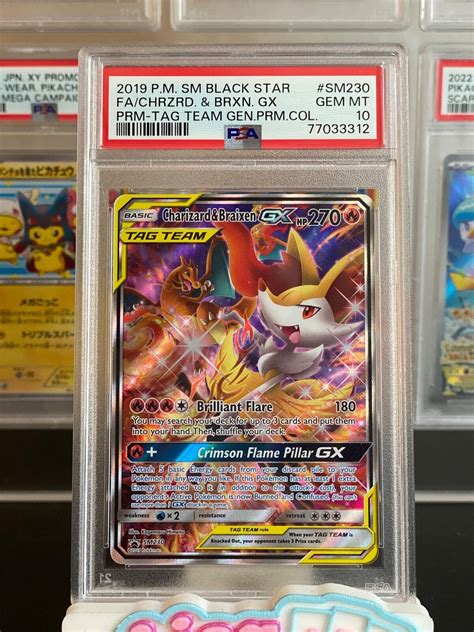 Mavin PSA 10 2019 Pokemon Charizard Braixen GX Tag Team Black Star