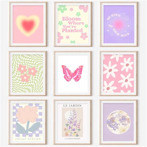 Gensteuo Pcs Danish Pastel Room Decor Aesthetic Pink Wall Art