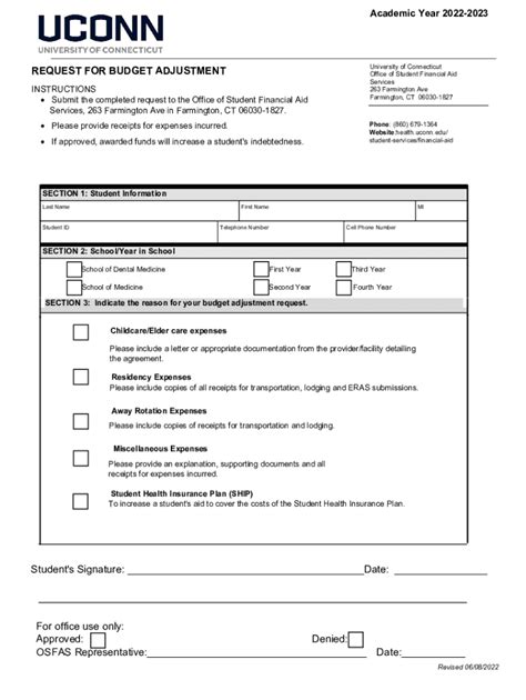 Fillable Online REQUEST FOR BUDGET ADJUSTMENT Student S Signature Fax