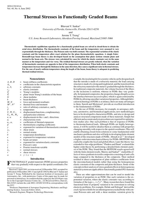 pdf thermal stress analysis of functionally graded beams