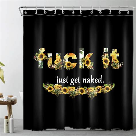 Amazon ECOTOB Fuck It Just Get Naked Sunflower Shower Curtain For