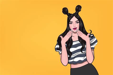 Hermosa Mujer Sorprendida Mujer Sexy En Dibujos Animados De Estilo Pop
