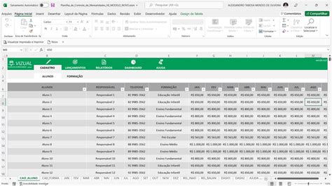 Planilha De Controle De Mensalidades Em Excel 6 0 Vizual Planilhas