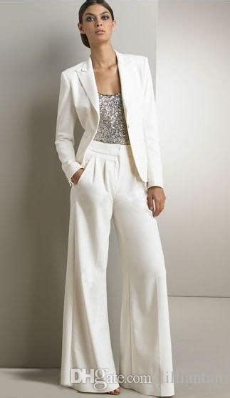 Formal Women White Pants Suits Office Business Lady Suit With Jacket For Wedding Party Bridal