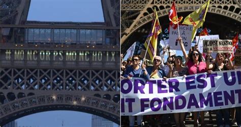 Torre Eiffel se ilumina con la frase mi cuerpo mi decisión tras hacer