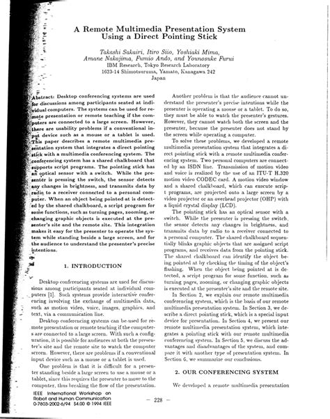 pdf a remote multimedia presentation system using a direct pointing stick