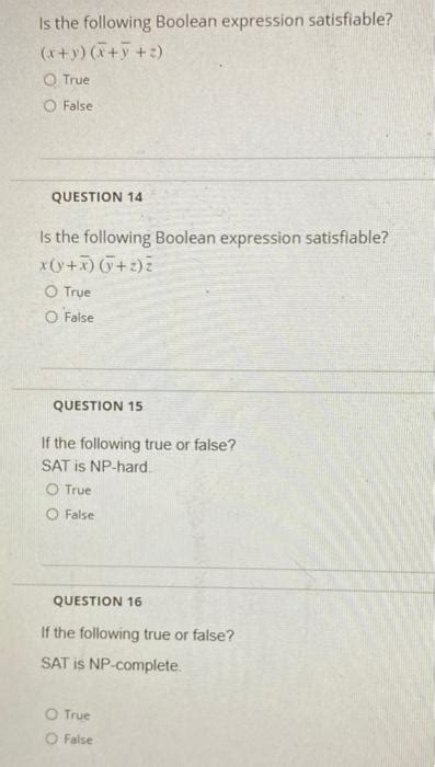solved is the following boolean expression satisfiable