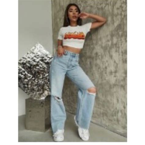 SHEIN Jeans 35 High Waist Ripped Wide Leg Jeans Nwot Poshmark