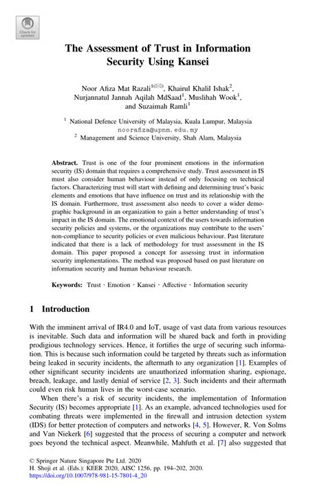 pdf the assessment of trust in information security using kansei