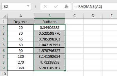 How To Use The RADIANS Function In Excel