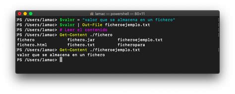 ejercicios de powershell escribir en un fichero el contenido de una variable y mostrar en