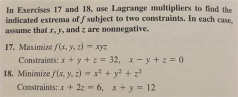 solved in exercises 17 and 18 use lagrange multipliers to