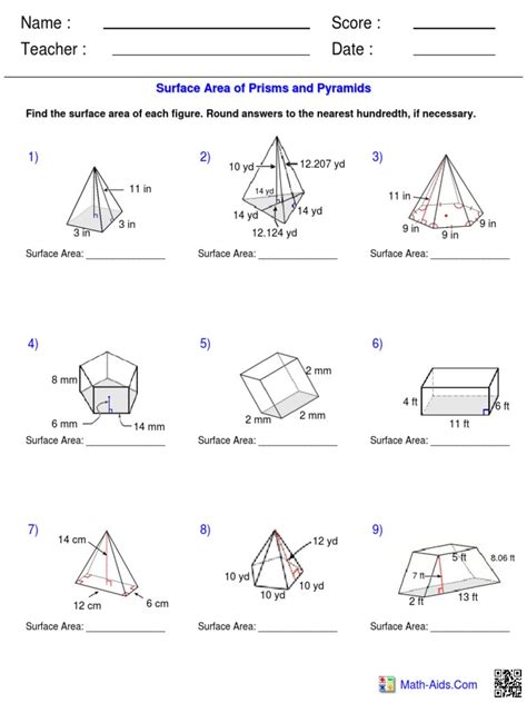 Find Surface Areas Of Prisms And Pyramids PDF Flora Area