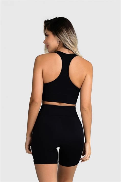 Top Fitness Silk Waves Preto Laranja Neon Off White Ref