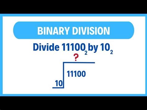 How To Divide Binary Numbers Youtube