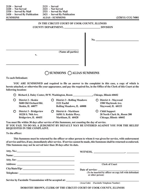 Cook County Summons Form Ccg 0001 A Fill Out Sign Online DocHub