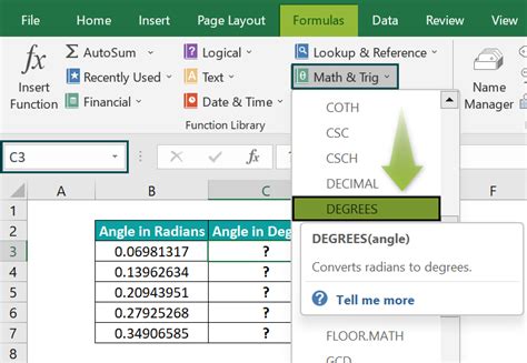 DEGREES Function In Excel Formula Examples How To Use
