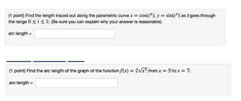 solved find the length traced out along the parametric curve