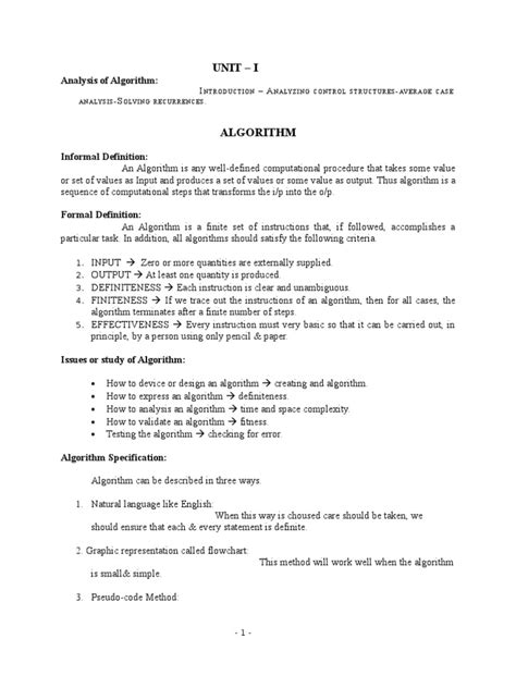 unit 1 daa pdf algorithms time complexity