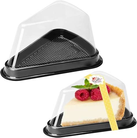 Amazon 50Pack Cake Slice Containers With Stickers Clear Plastic