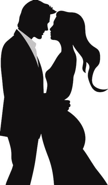 Silueta De Un Vector De Pareja De Novios Vector Premium