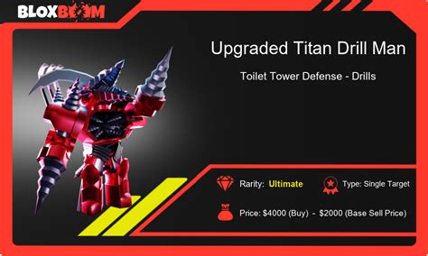 Upgraded Titan Drill Man Ttd The Ultimate Unit In Toilet Tower Defense