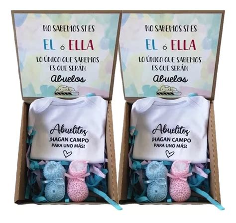 2 Cajas Sorpresa anuncio Embarazo Pañalero Para Abuelitos Meses sin