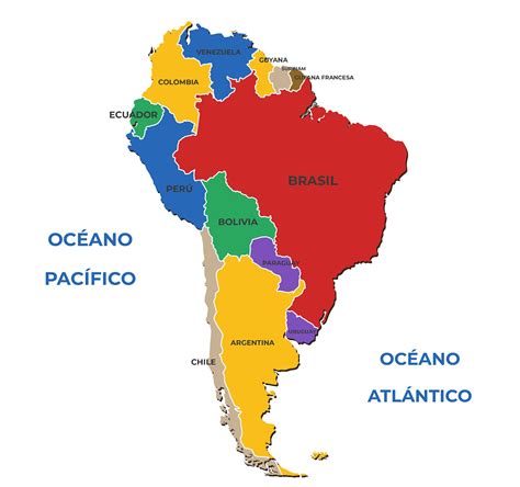 Mapa de Sur América y sus países2024