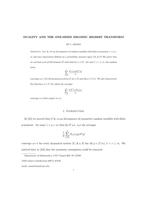 pdf duality and the one sided ergodic hilbert transform