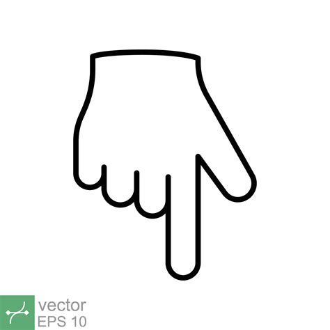 Pointing Down Icon Simple Outline Style Backhand Index Pointing Down