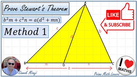 Prove Stewarts Theorem Method Using Geometry And Algebra Youtube