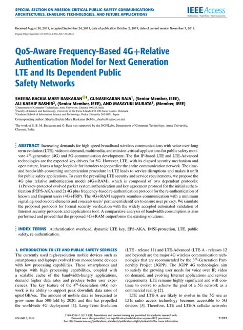 pdf qos aware frequency based 4g relative authentication model for next generation lte and its