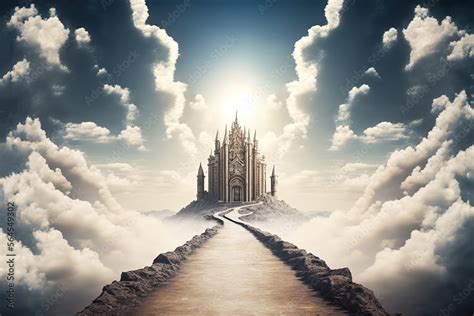 Illustration Of Way To Heaven Kingdom Among The Clouds Generative Ai