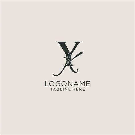 Monograma De Letras Iniciales Yk Con Elegante Estilo De Lujo Identidad