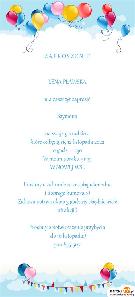 Kartki Zaproszenie Na Urodziny