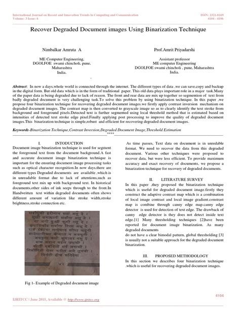 pdf recover degraded document images using binarization technique dokumen tips