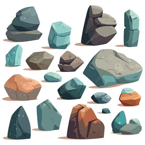 Conjunto De Piedras Imagen De Varias Piedras O Minerales Aislados