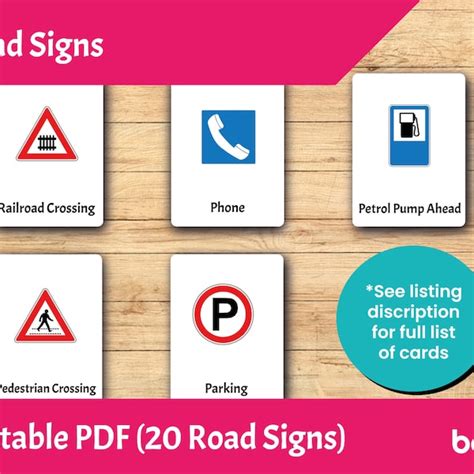 Road Sign Flashcards Printable Etsy