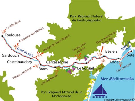 Itinéraire du canal du midi Voyage Carte Plan