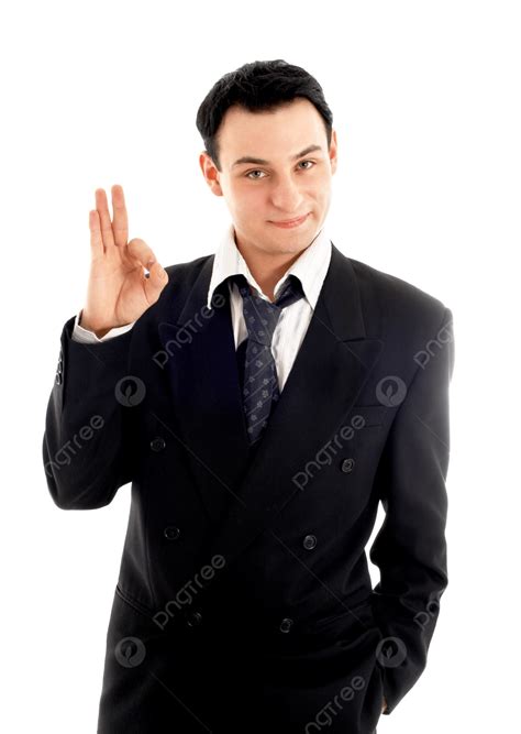 Amable Hombre De Negocios Que Muestra La Comunicación De Signos Ok PNG