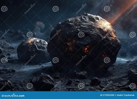 Stones Of Meteorites Asteroids On The Surface Of The Planet